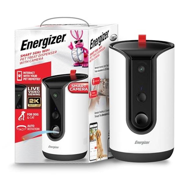 Energizer Smart Pet Treater with 2K Video Camera, 2-Way Audio, Night ...