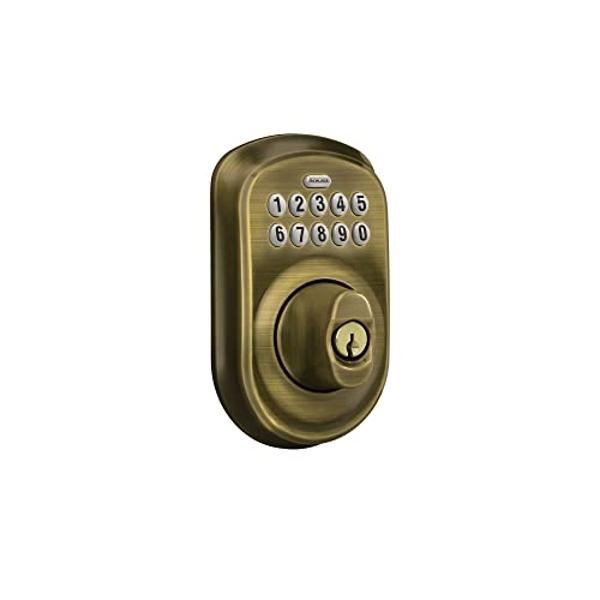 Schlage BE365 V PLY 609 Plymouth Keypad Deadbolt, Electronic Keyless ...