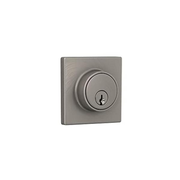 Lock Scout Deadbolt with SquareTrim, Keyed 1 Side, Satin Nickel Finish