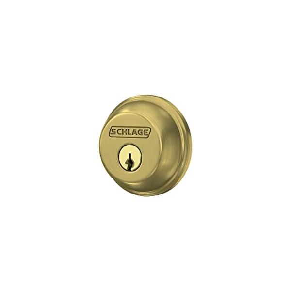 SCHLAGE Lock Company Single Cylinder Deadbolt, Satin Brass (B60 N 608)