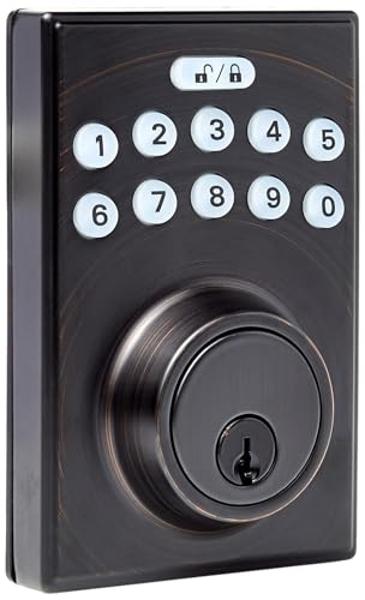 Amazon Basics Electronic Keypad Deadbolt Door Lock with Touch-Control ...