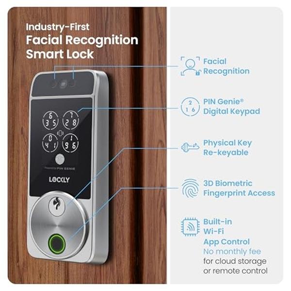 Lockly Visage Zeno Series Smart Lock, Facial Recognition & Fingerprint Keyless Entry Door Lock ...