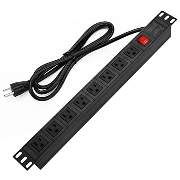 BTU Power Strip Surge Protector Rack-Mount PDU, 8 Right Angle Outlets ...