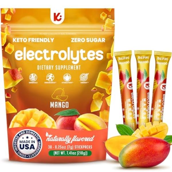 Keppi Mango Electrolytes Powder Packets – 30 Sugar Free Hydration ...