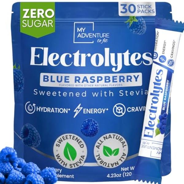 Zero Sugar Blue Raspberry Electrolytes Powder Packets (30 Pack) - All ...