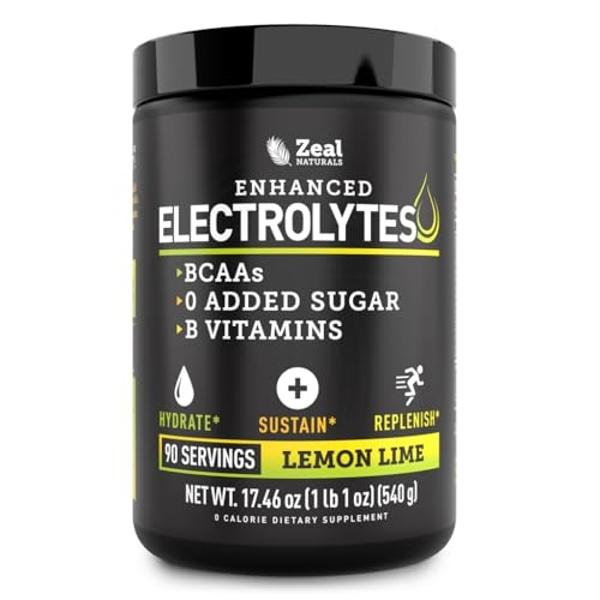 Enhanced Electrolyte Powder (Lemon Lime | 90ct.) w/ 0 Sugar +BCAAs +B ...
