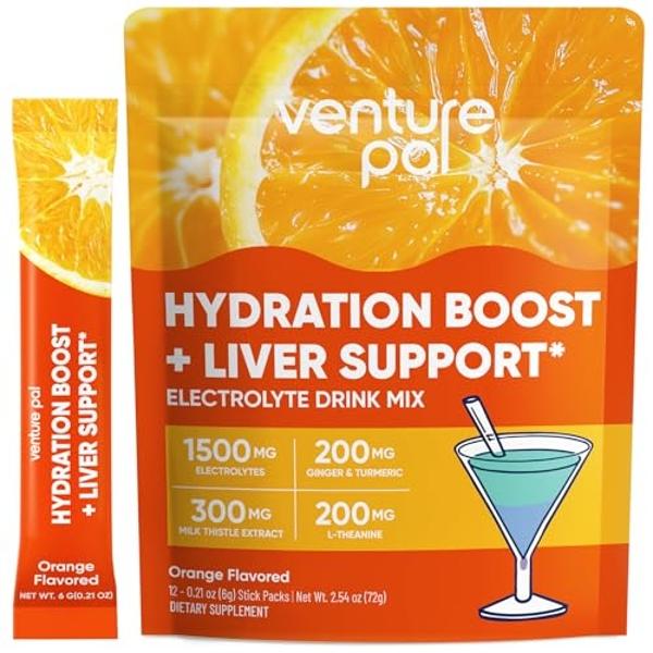 Venture Pal Sugar-Free Hydration Boost + Liver Support - Liquid Daily IV Hydration Packets ...