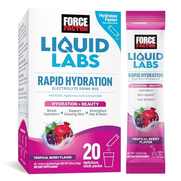 Force Factor Liquid Labs Beauty, Hydration Packet for Stronger Hair ...