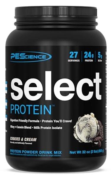 PEScience Select Low Carb Protein Powder, Cookies and Cream, 27 Serving, Whey and Casein Blend ...