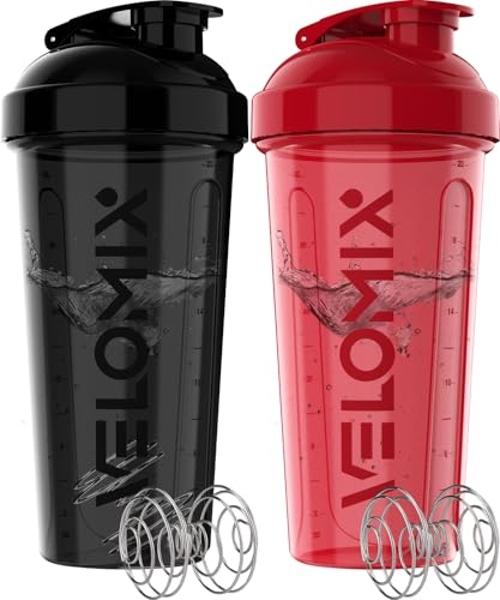 VELOMIX -2 Pack- 28 oz Protein Shaker Bottles for Protein Mixes - 2x ...