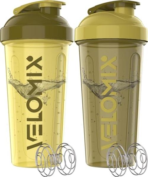 VELOMIX -2 Pack- 28 oz Protein Shaker Bottles for Protein Mixes - 2x ...