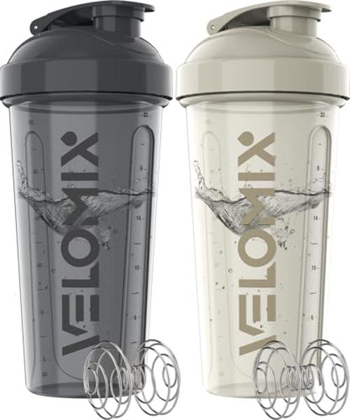 VELOMIX -2 Pack- 28 oz Protein Shaker Bottles for Protein Mixes - 2x ...