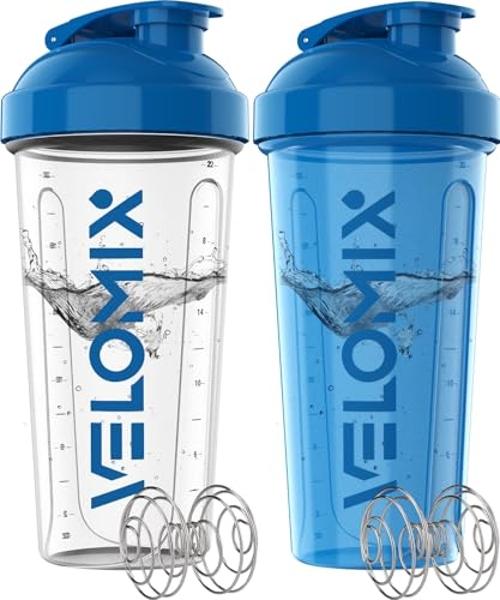 VELOMIX -2 Pack- 28 oz Protein Shaker Bottles for Protein Mixes - 2x ...
