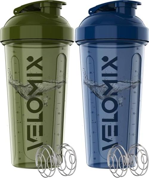 VELOMIX -2 Pack- 28 oz Protein Shaker Bottles for Protein Mixes - 2x ...