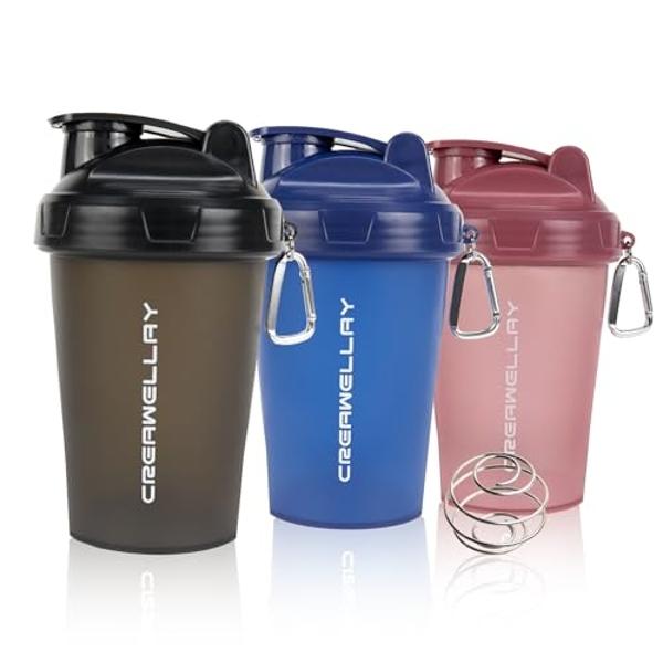 CREAWELLAY 3 Pack Shaker Bottles for Protein Mixes, 17 oz Small Protein ...