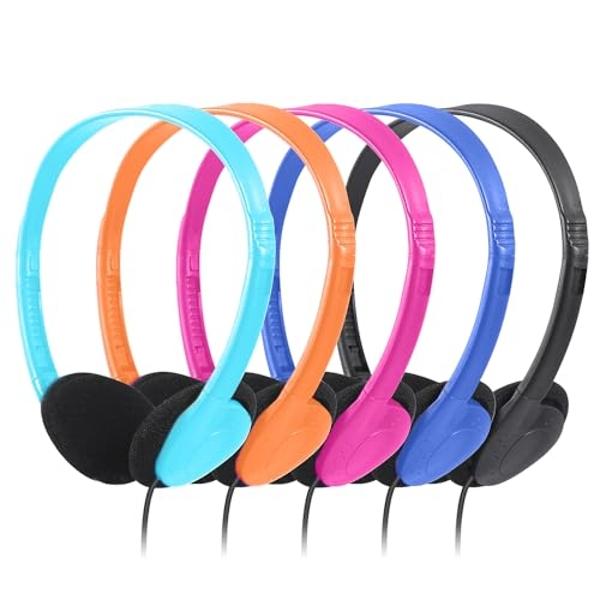 CN-Outlet Kids Headphones for Classroom in Bulk Multi Colored 5 Pack, Wholesale Children On-Ear ...
