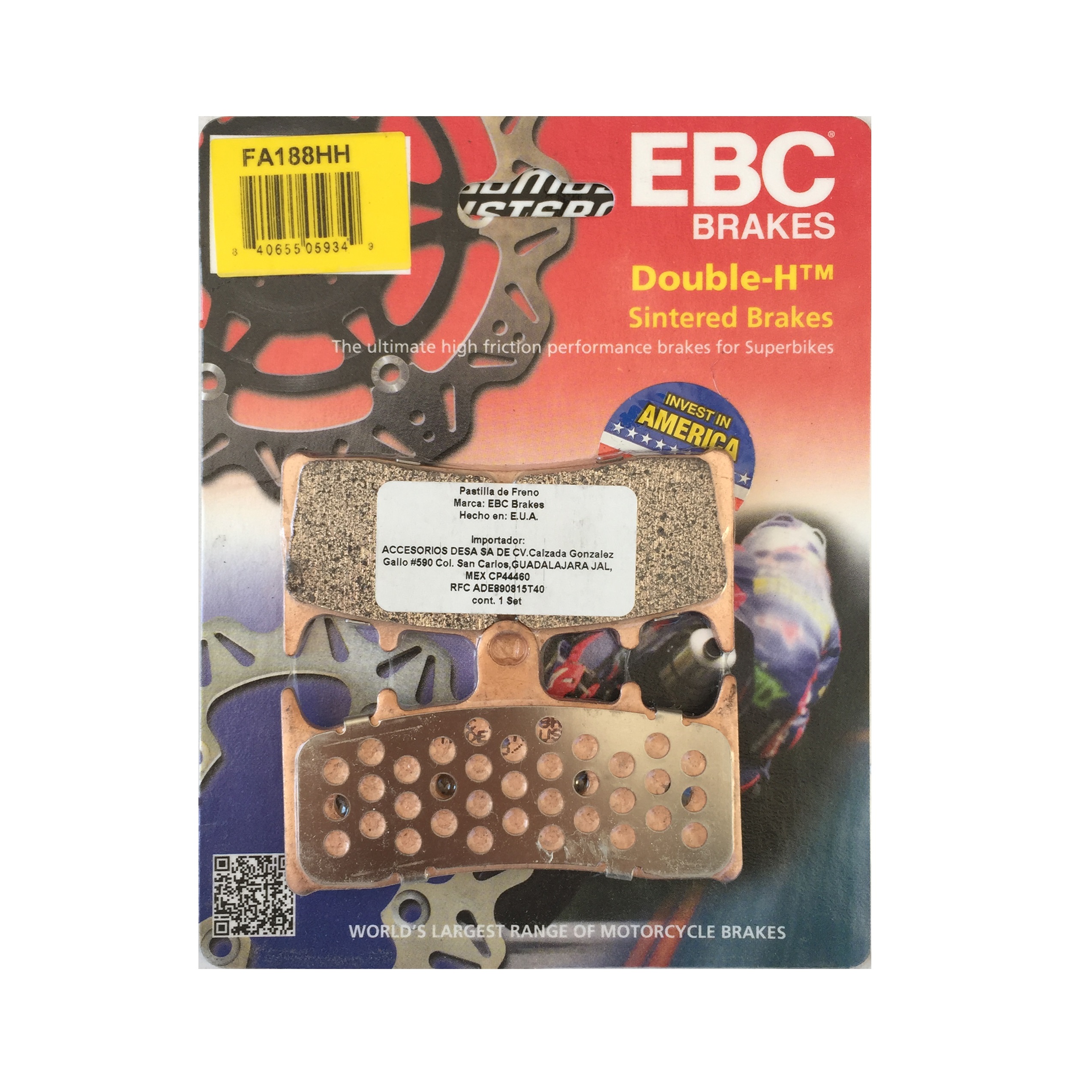 BALATAS MOTO SINTERIZADAS FA188HH EBC DELANTERAS
