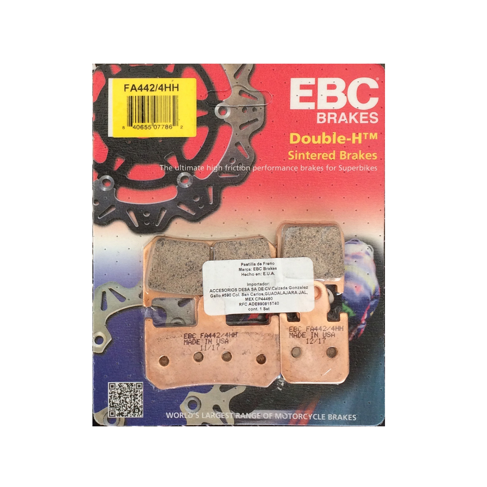 BALATAS MOTO SINTERIZADAS FA604/4HH EBC DELANTERAS