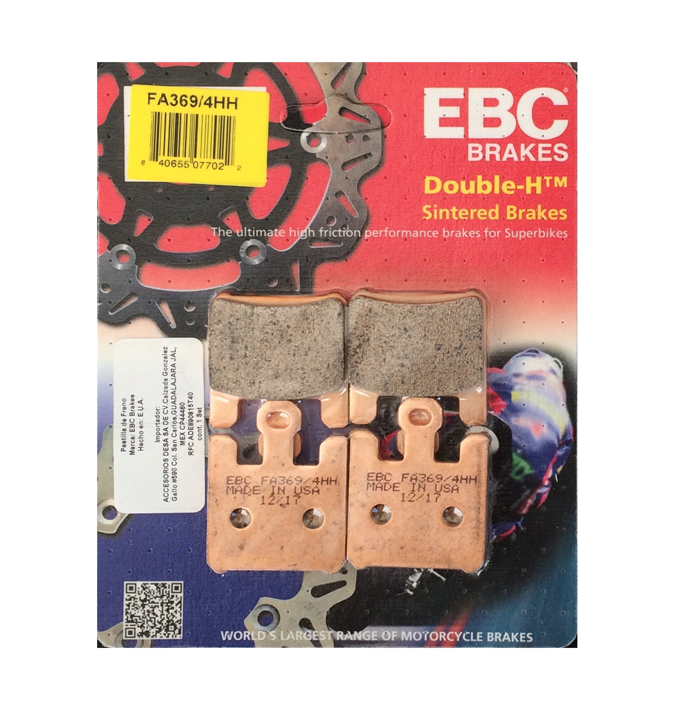 BALATAS MOTO SINTERIZADAS FA369/4HH EBC DELANTERAS