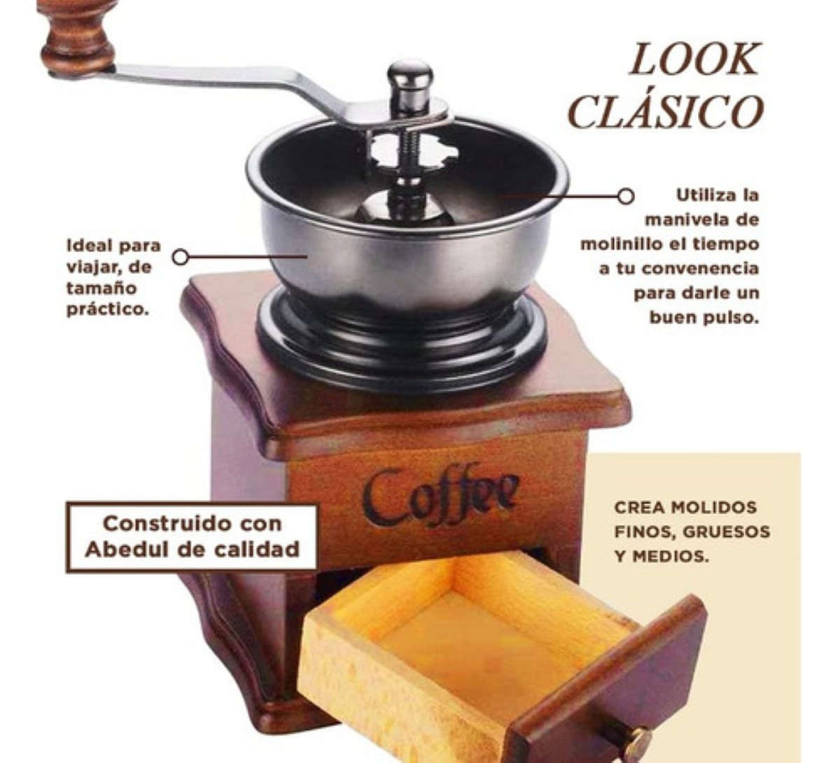 Molinillo De Grano De Café Manual Mini Molino Artesanal