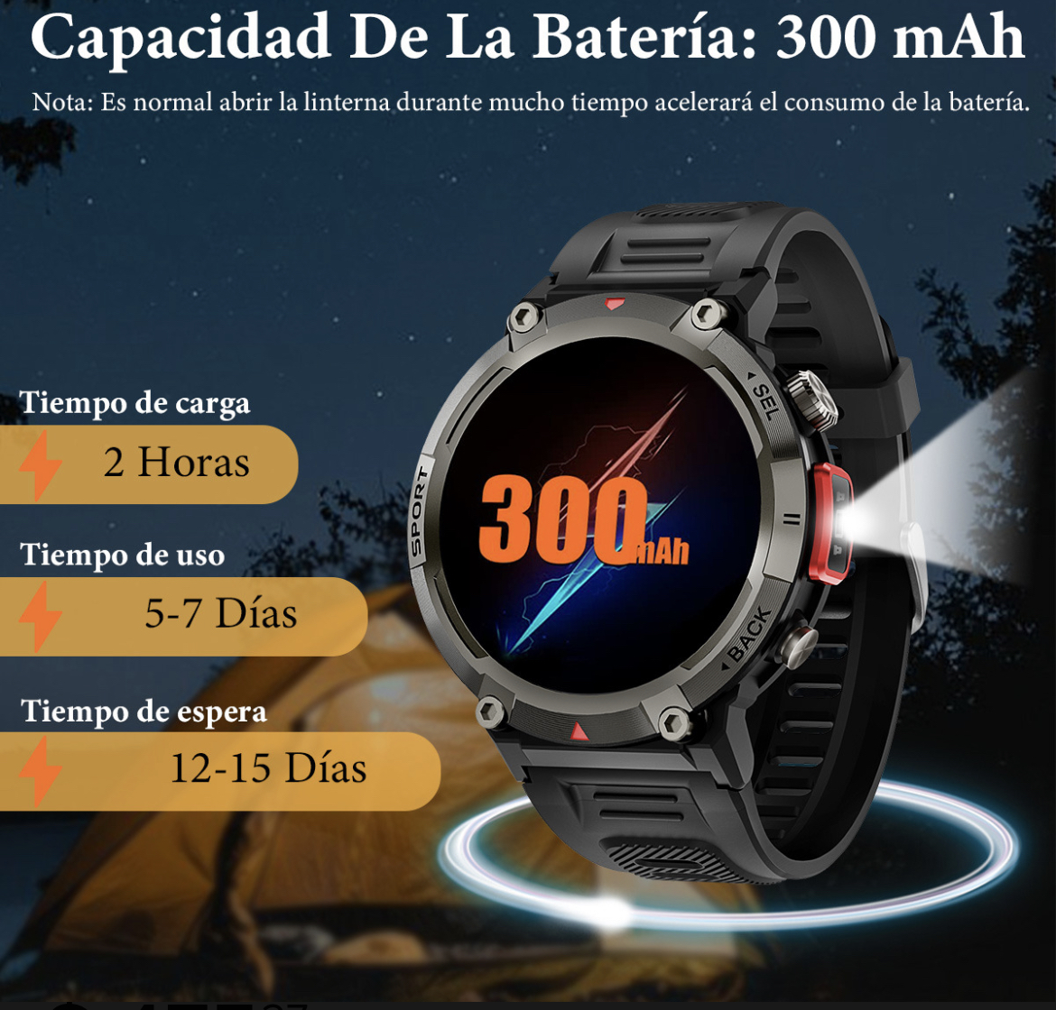 Reloj Inteligente Hombre Milita Smartwatch Linterna Deportes