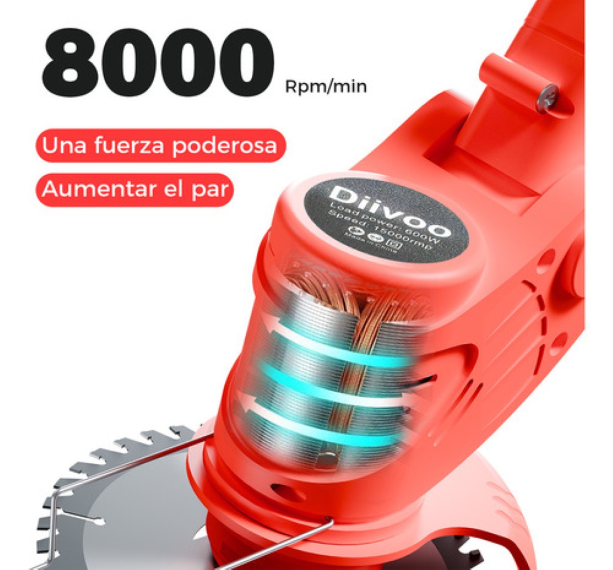 Desbrozadora Eléctrica Inalámbrica Podadora Pasto 2 Baterías roja