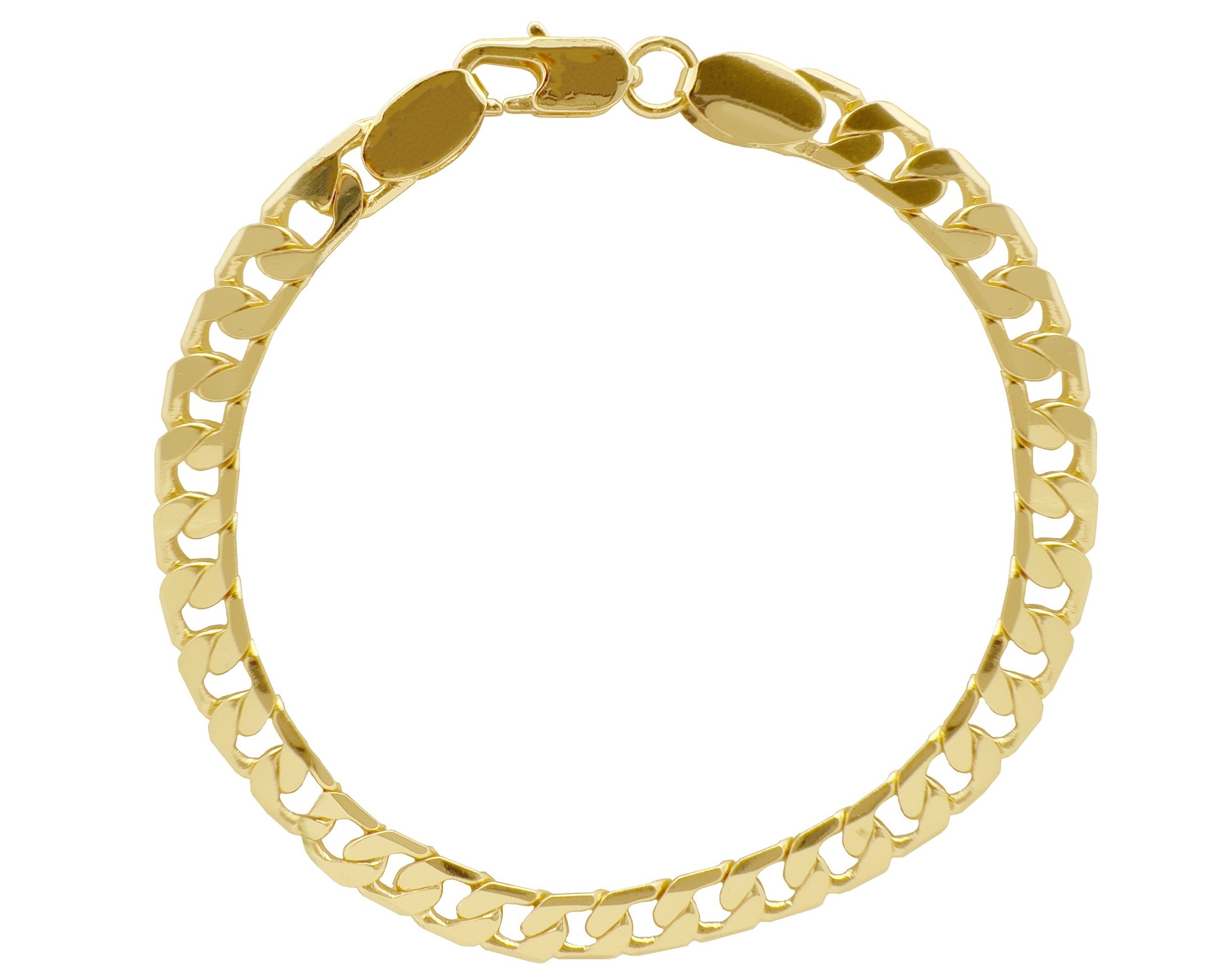 Pulsera Esclava Chapa de Oro 18K Horoz Caballero Tejido Cubano 22cm SH121