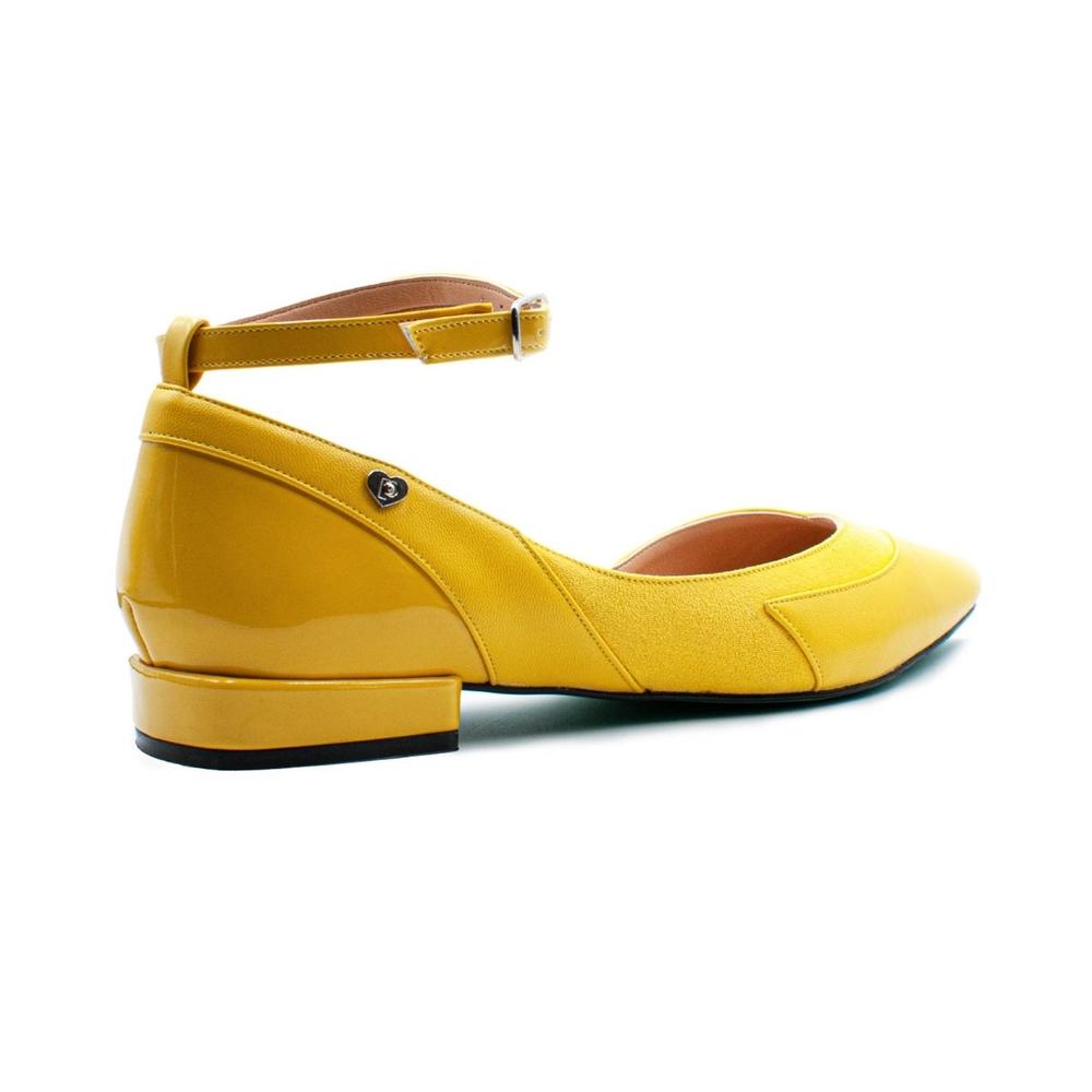 Balerina Flat Amarillo en Combinación Piel y Charol PIKIKI