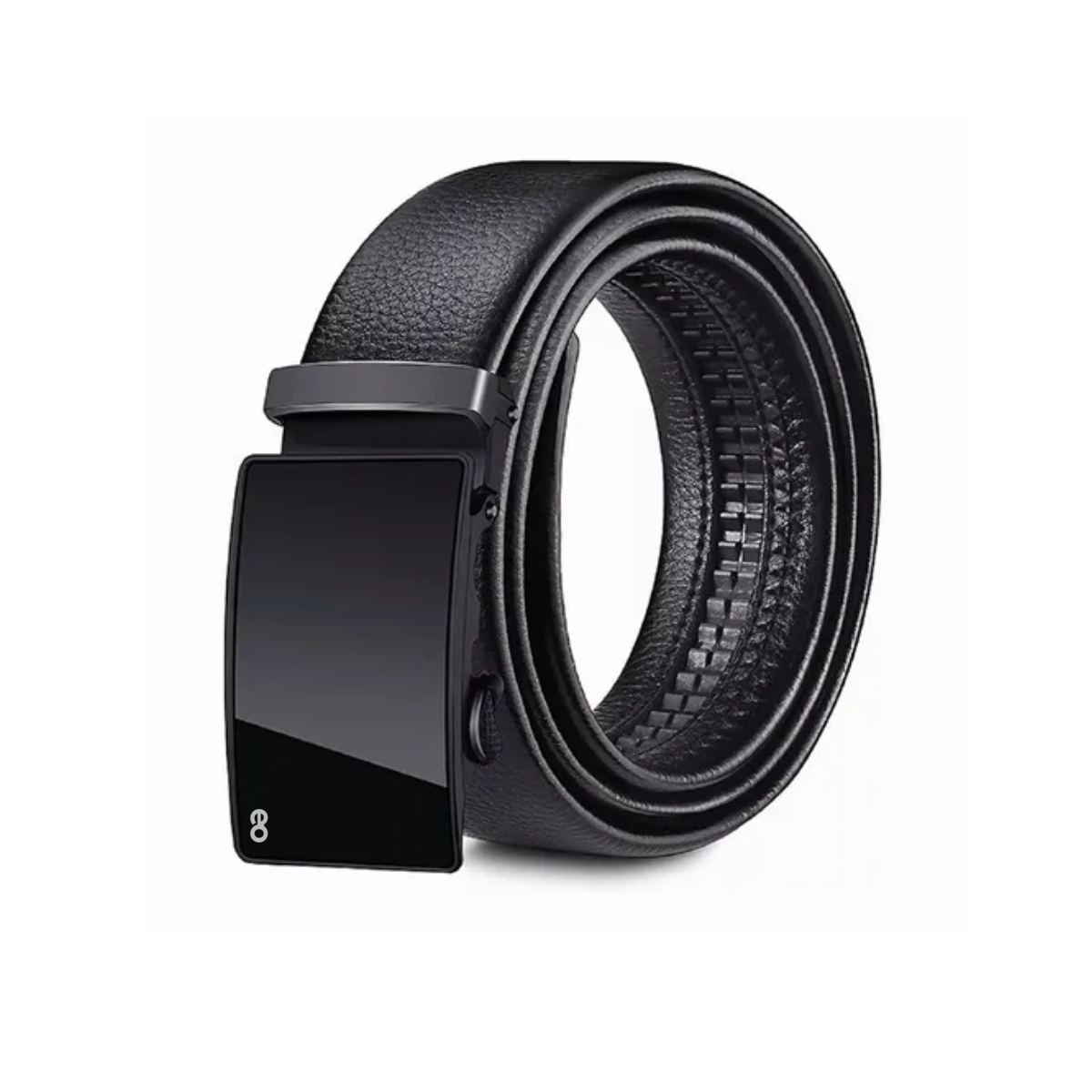 Cinto Negro De Elegante Cuero Hombre, Hebilla Automática 120cm Color Negro