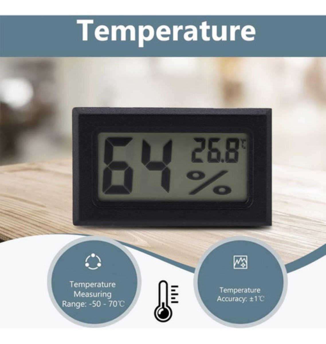 Termohigrometro Digital Termometro Sonda Medidor De Humedad Negro