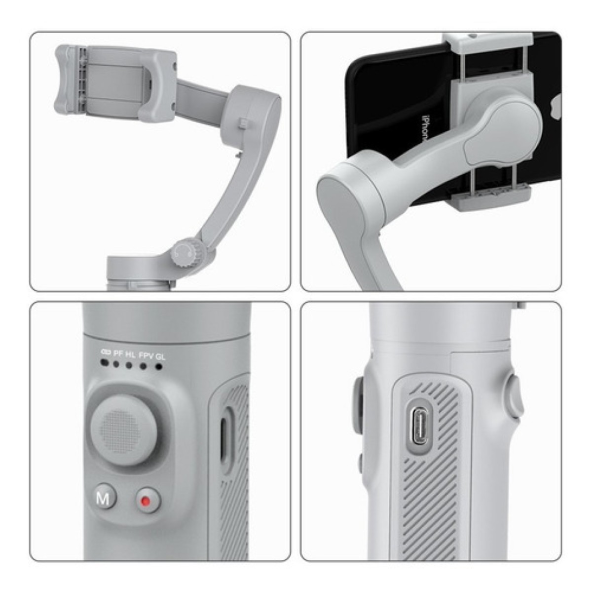 Estabilizador Gimbal Hq3 3 Ejes Plegable Para Celular Gris