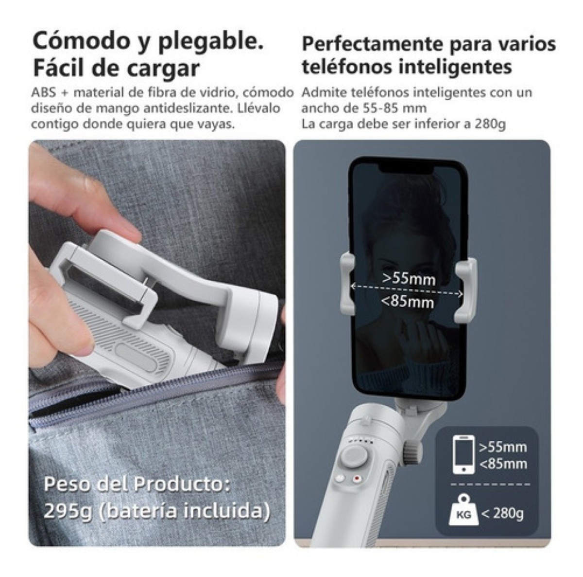 Estabilizador Gimbal Hq3 3 Ejes Plegable Para Celular Gris