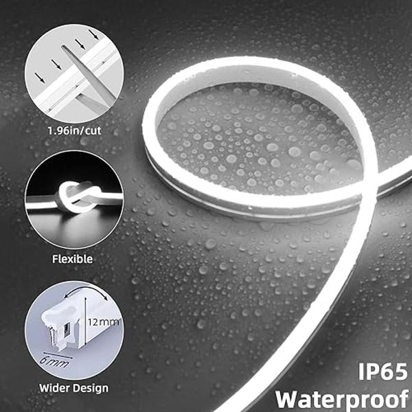 Luces de neón Lamomo, tira de luces LED blancas de 15 m, resistentes al ...