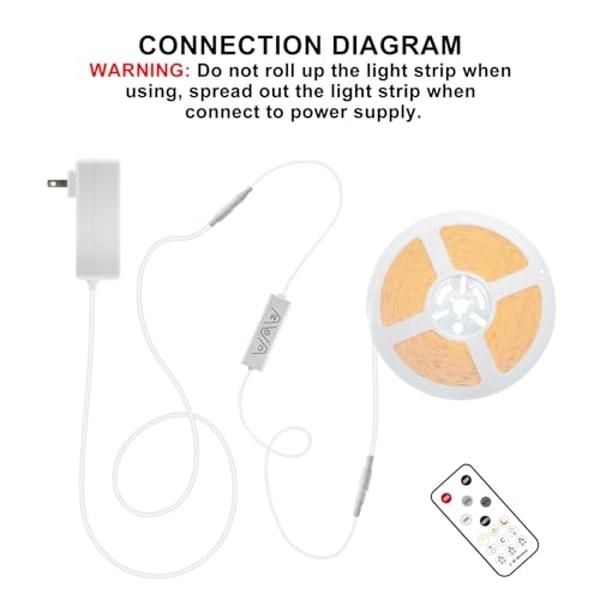 Tira de luces LED COB Olaholii de 5 m con control remoto, luz blanca diurna brillante de 6500 K ...