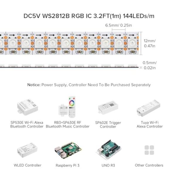 BTF-LIGHTING WS2812B IC RGB 5050SMD Tira LED direccionable individual ...