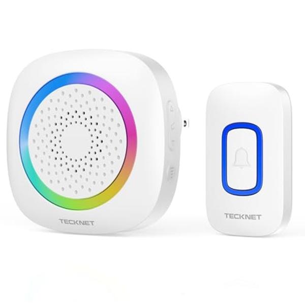 Timbre inalámbrico enchufable TECKNET con iluminación RGB y alcance de ...