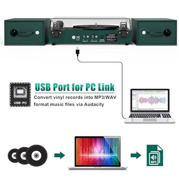 Tocadiscos clásico retro TechPlay con karaoke, 30 W RMS, Bluetooth NFC, reproductor/grabador de ...