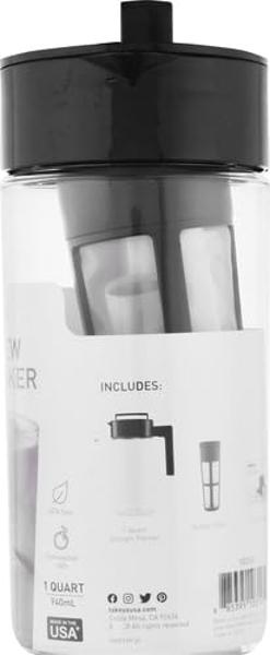 Cafetera de café frío de lujo patentada por Takeya, 1 cuarto de galón, color negro