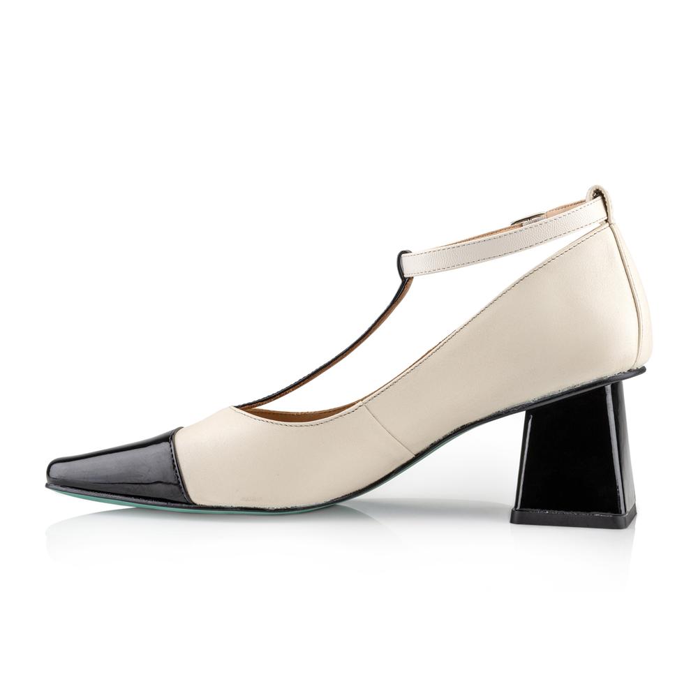 Zapatilla pulsera piel Combinación ivory and black PIKIKI