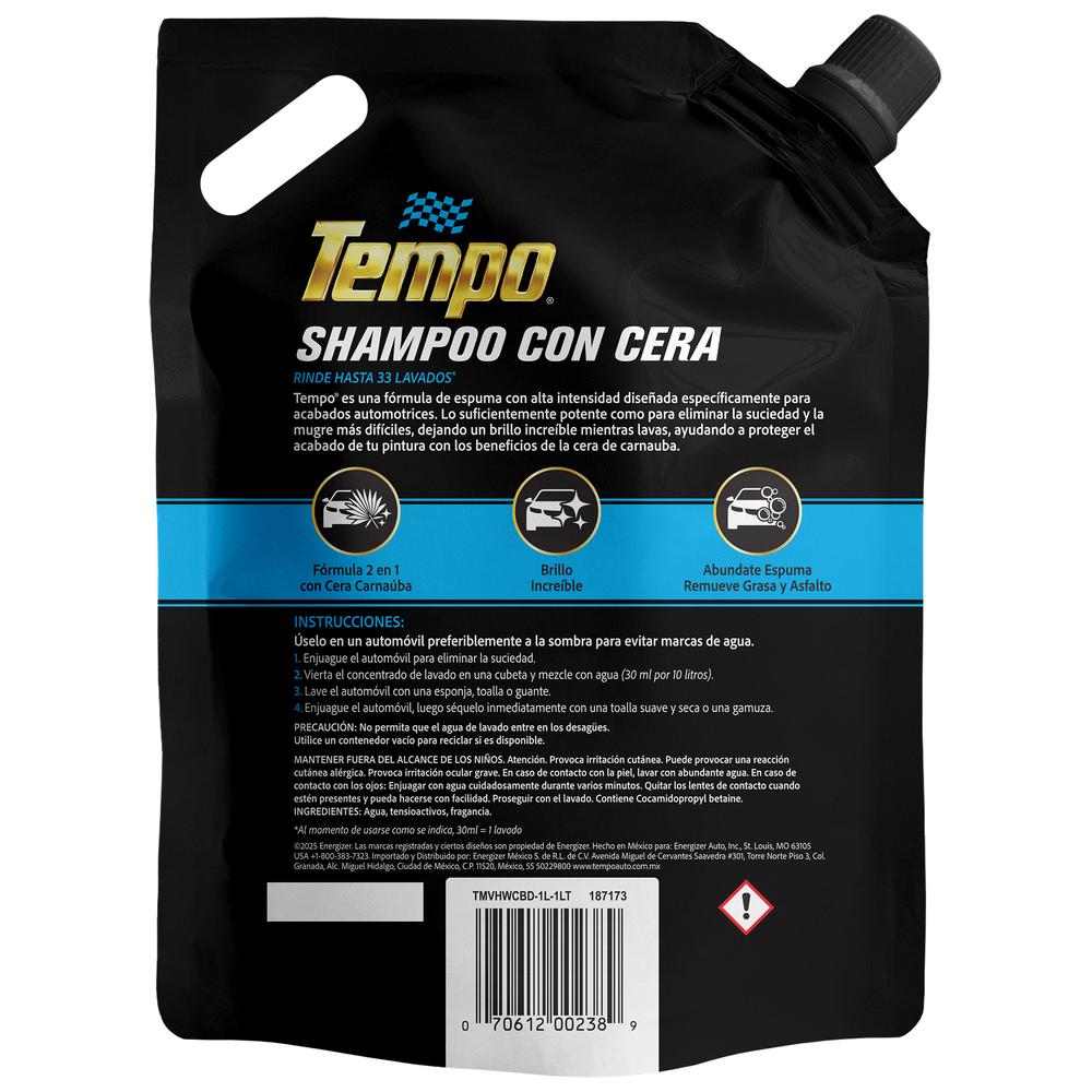Shampoo con Cera para Auto Tempo 1 Litro con Brillo