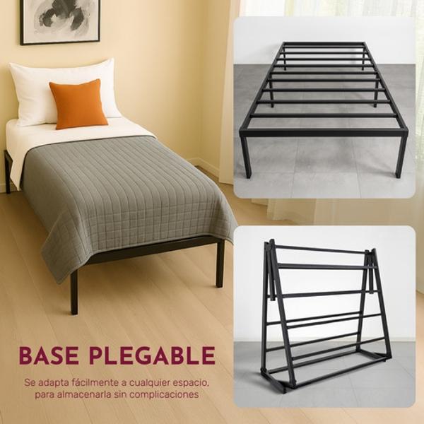 Base Cama Individual Box Plegable Metal Acero Soporta 150kg Houzer.