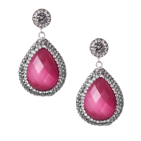 Aretes turcos cortos Queen Farah de Plata 925, con baño de Rodio, gema ...