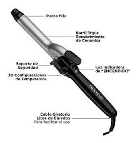 TENAZA RIZADORA DE CABELLO REVLON RV051BLKLA3 CERAMICA 1PUL NEGRO