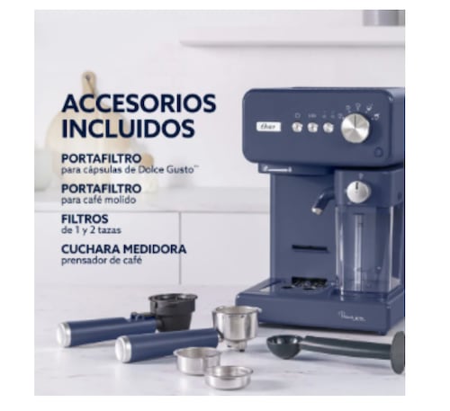 Oster Cafetera Automática de Espresso, PrimaLatte, Color Azul