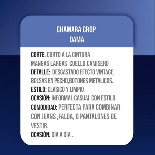 Chamarra Crop de Mezclilla Azul Medio para Mujer Edward’s