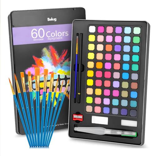 Kit Acuarelas Profesionales Pintura Acuarela Art 60 Colores(con 10 ...