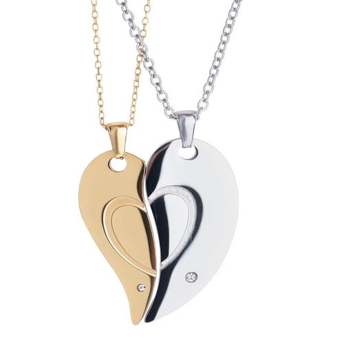 Collares Pareja Joyería Mujer Hombre, Novios Color Oro y Plata