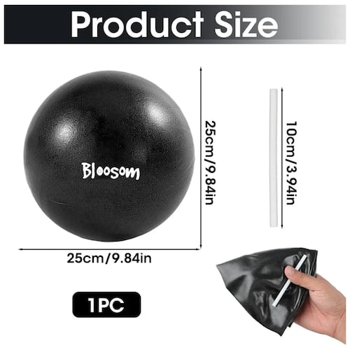 Mini Pelota Para Pilates Yoga De 25 Cm Ejercicio Color Negro
