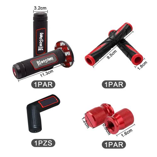 Kit Puños Goma Bici Y Moto 7/8excelente Agarre Rojo