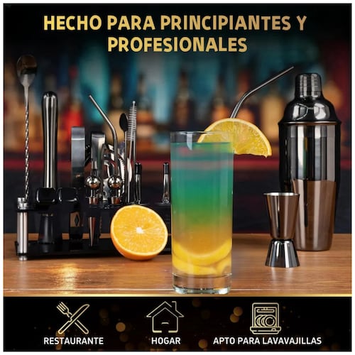 750ml Kit De Coctelería 20 Piezas Shaker Cocktail Bar Set Negro